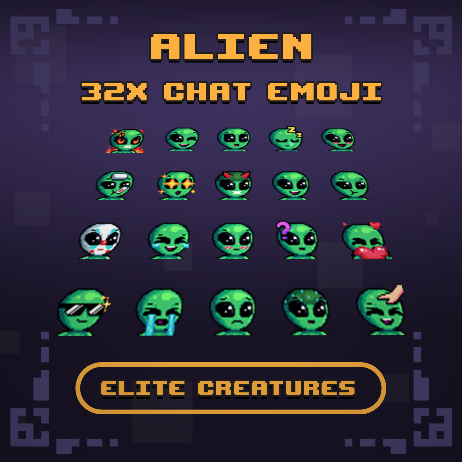 128x, 32x, 16x, Minecraft, Discord & Streamer Alien Emojis Volume 1 - MCModels