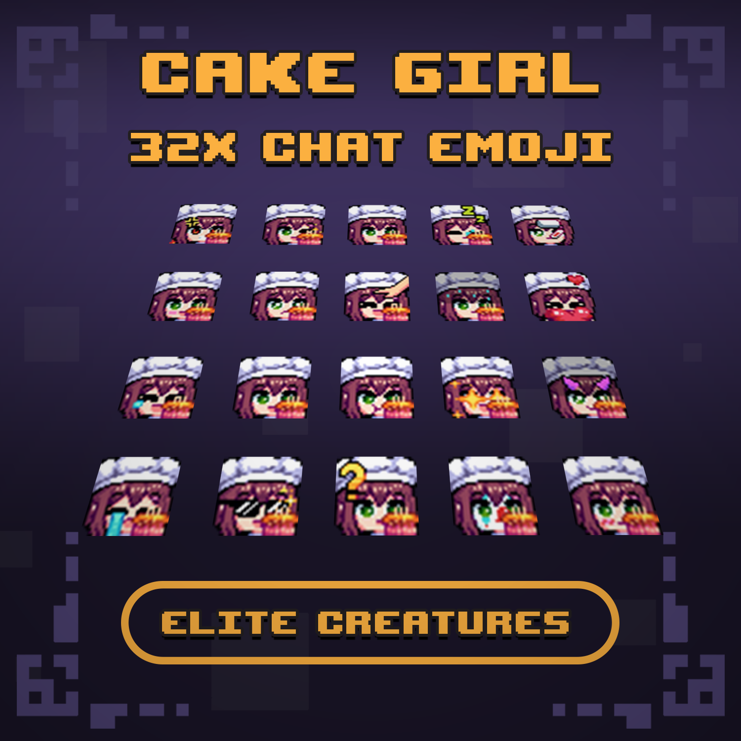 128x, 32x, 16x, Minecraft, Discord & Streamer Cake girl Emojis Volume 1 - MCModels