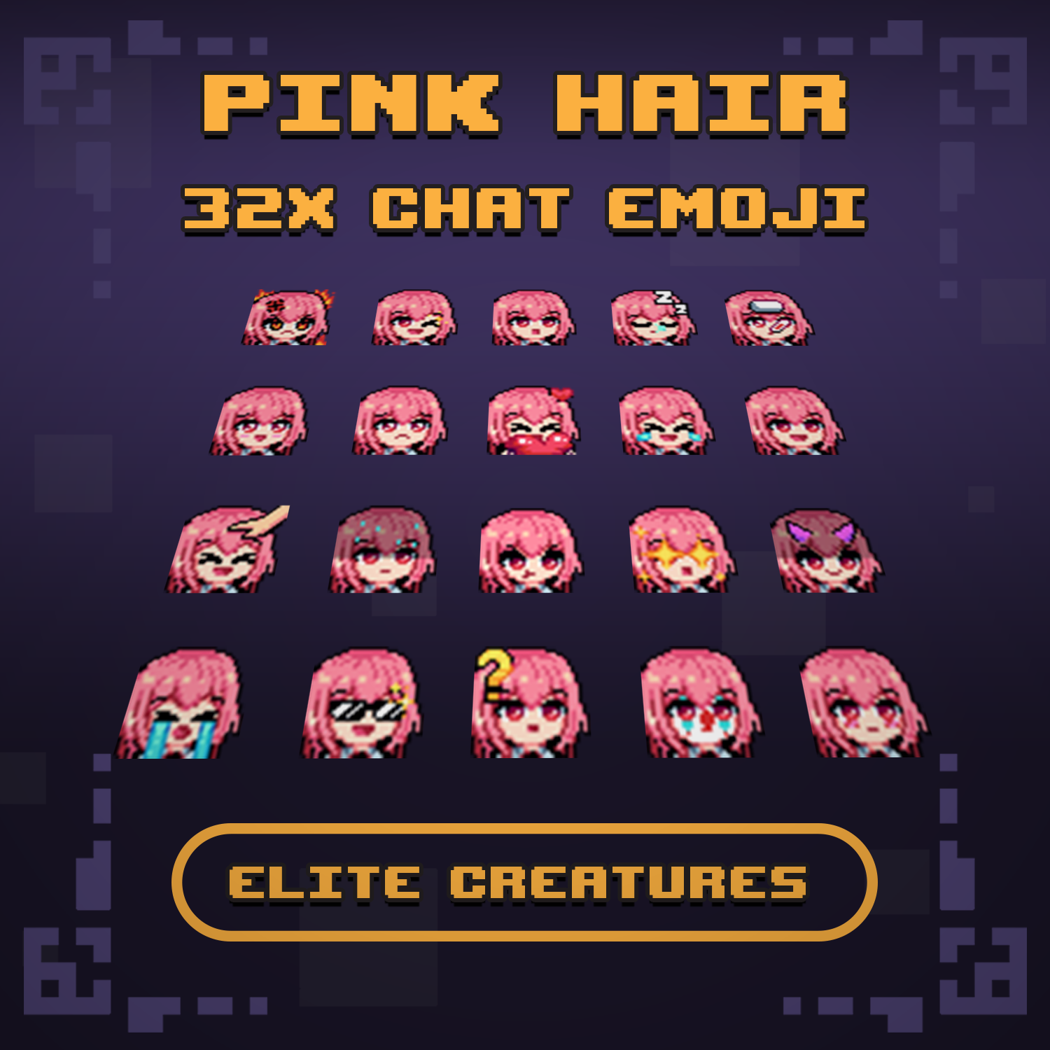 128x, 32x, 16x, Minecraft, Discord & Streamer Pink hair Emojis Volume 1 - MCModels