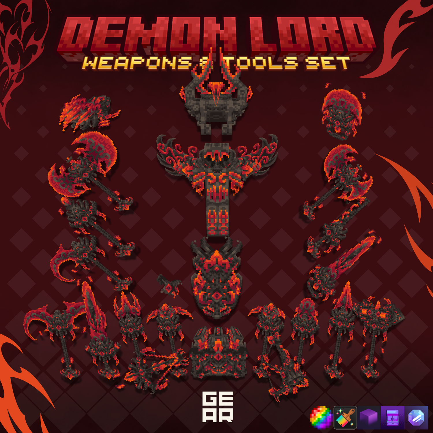 Demon Lord Weapons & Tools & Cosmetics 32x Vol.1 - MCModels