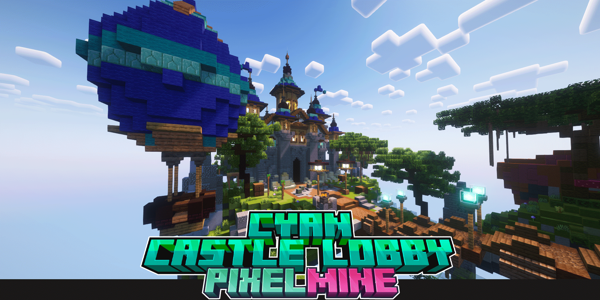 PixelMine | Cyan Castle Lobby @150x200 - MCModels